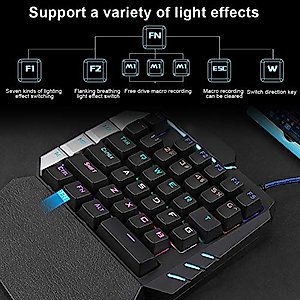 One-Handed Gaming Keyboard, 38 Keys Mechanical Numpad ​with LED Backlit, Gaming Keypad for PC Gamer, Wired USB Numeric Keypad, Portable Mini Number Pad