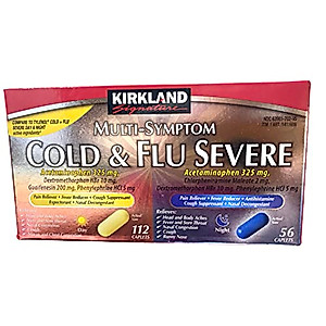 Severe Cold & Flu Multi-Symptom Caplets, 168 Caplets 112 Caplets for Night and 56 Caplets For Day Acetaminophen 325 mg Pain Relievers, Fever Reducer , Cough Suppressant ,, Expectorant, Nasal Decongest