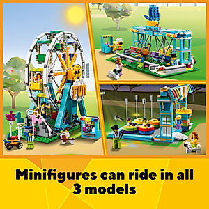 LEGO Creator 3in1 Ferris Wheel 31119 Building Kit with Rebuildable Toy Bumper Cars, Boat Swing and 5 Minifigures; New 2021 (1,002 Pieces)