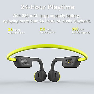 RR SPORTS Open Ear Headphones, Wireless Air Conduction Headphones with Built-in 32G Memory MP3 Player, 24 Hrs Playtime Bluetooth Sport Headset with Mic for Running, Cycling, Driving (Grey & Green)