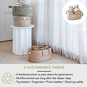 BEBE BASK Premium Nursery Bundle - Matching Baby Changing Basket & Baby Diaper Caddy Organizer - Handmade & Organic