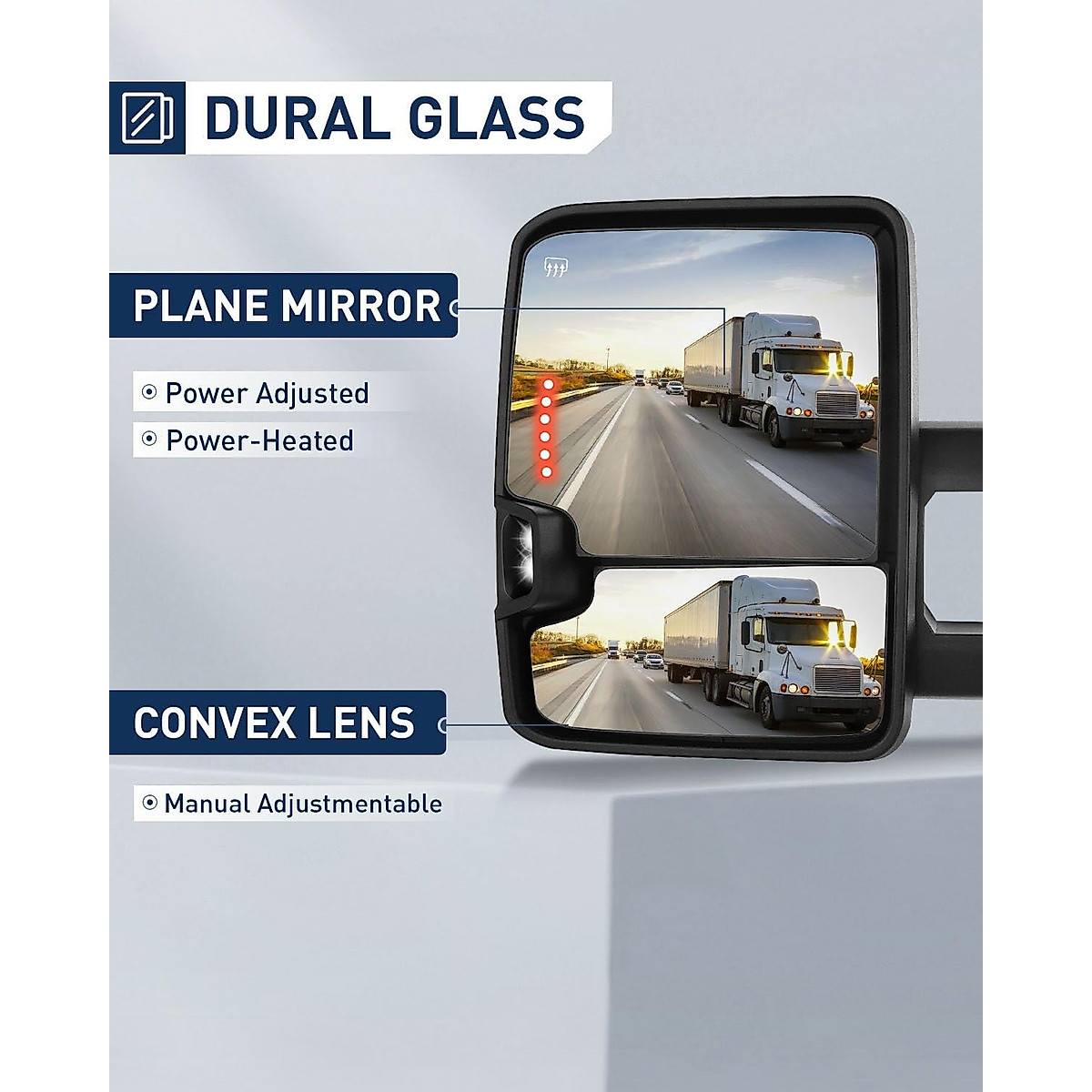 ECCPP Tow Mirrors Towing Mirrors Compatible with 1999-2002 for Chevy Silverado for GMC Sierra Pickup with Left Right Side Power Control Heat LED Turn Signal Running Clearance Light with Black Housing