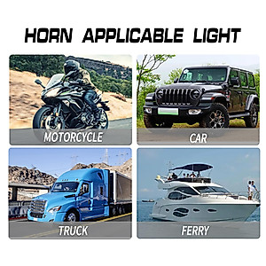 GKmow Pack-2 300DB Super Loud Train Horn, 12V Security Alarm Waterproof Speaker, Car Air Electric Snail Double Horn Replacement Kit, Fits for Most Cars Motorcycle, Truck, Bike (Blue)