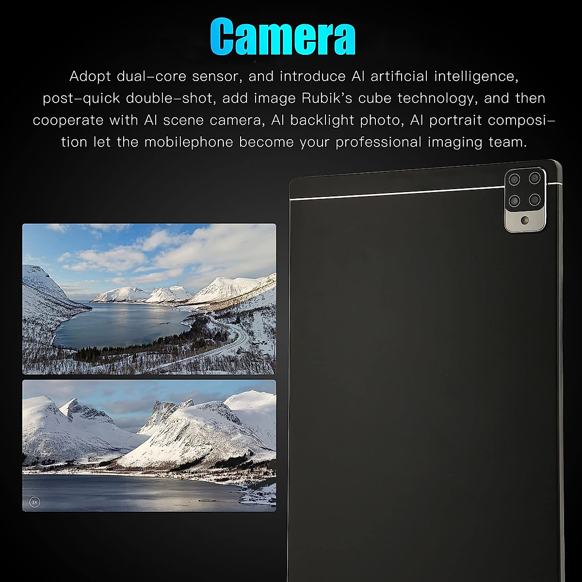 plplaaoo Android Tablet, 10.1 Inch Tablet MT6592 10 Core 5G WiFi for Android 12 6GB 128GB 200W 500W 1960x1080 8800mAh Black Callable Tablet 100‑240V, Supports Microsoft Office Software(US), androi