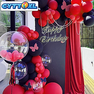 CYTTOKL Red and Black Balloons 12 inch 100 Pack Red Black Latex Helium Balloons for Birthday Wedding Baby Shower Party Decorations