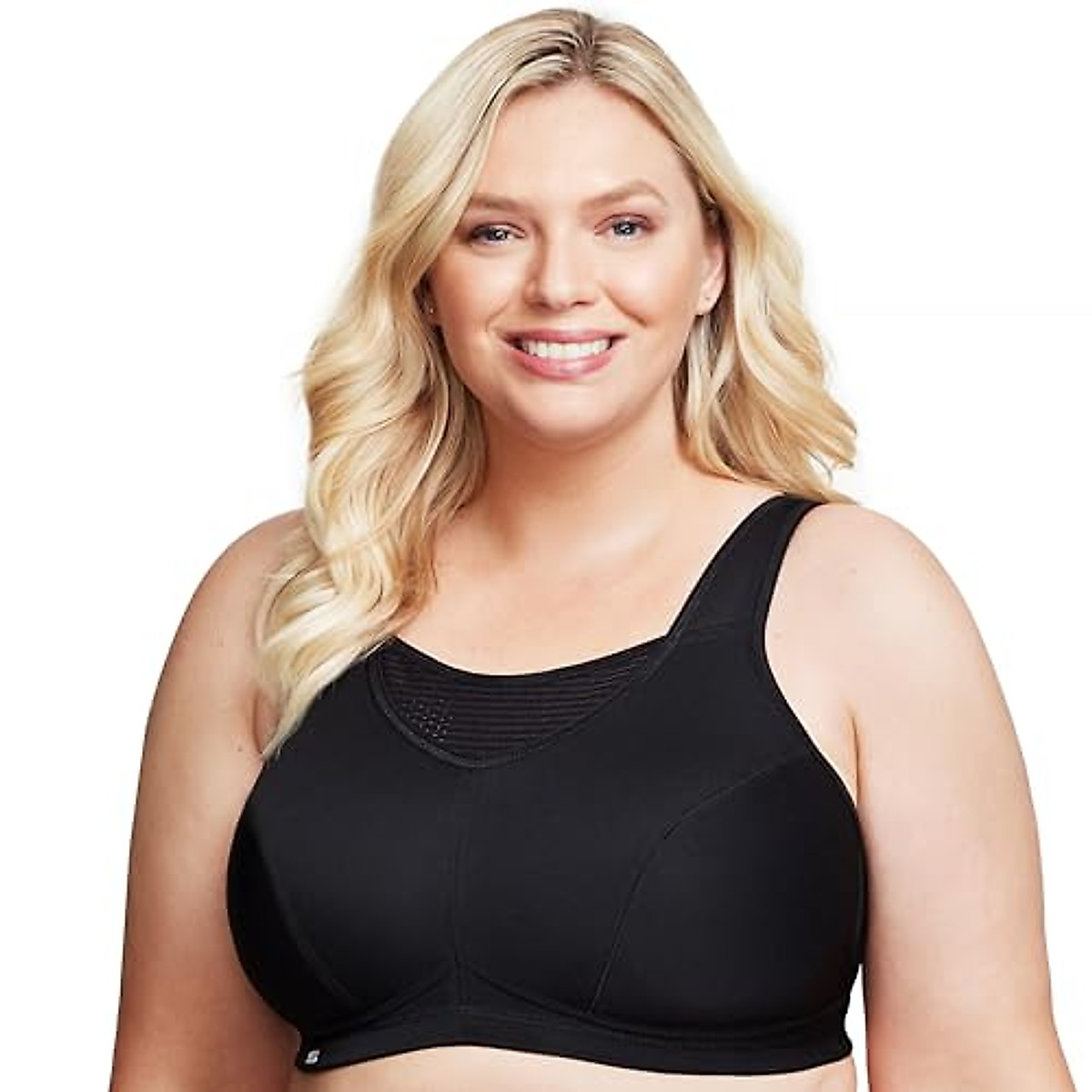 Full Figure Plus Size No-Bounce Camisole Elite Sports Bra Wirefree #1067 Black