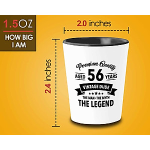 Bubble Hugs 56 Birthday Shot Glass 1.5oz - aged 56 years vintage dude - Turning 56 56th Birthday Born in 1967 Dirty Fifty Gifts Work Bestie