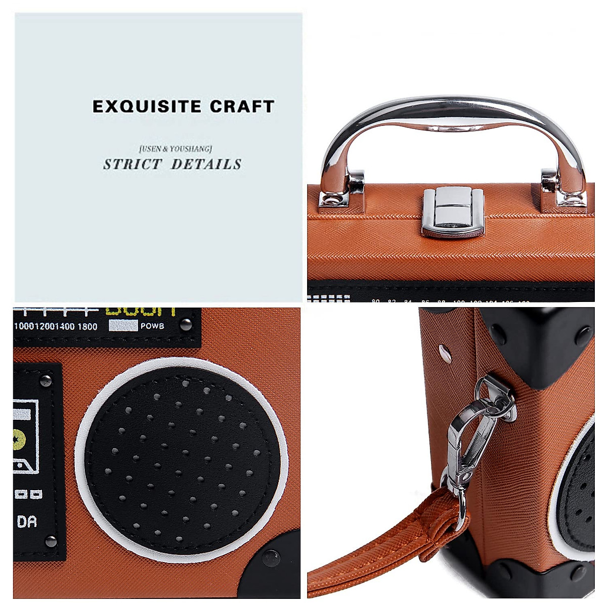 KUANG! Women Retro Radio Shaped Clutch Hundred Dollar Bill Box Shoulder Bag Elegant Evening Crossbody Handbag