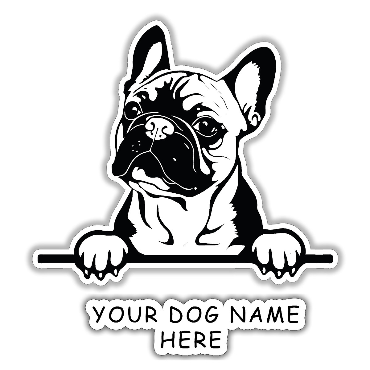 Customize Pet Sticker Decal With Your Dog Name | Custom Drawn Pet Decals For Your Car, Truck, SUV, Window, Laptop, Water Bottles, Phones And Wall 5 Inch (french bulldog 2)
