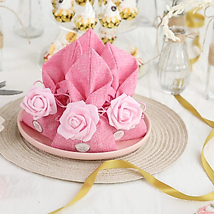 15Pcs Fabric Burlap Gift Bags with Drawstrings,Mini Muslin Cloth Jewelry Bags,Small Drawstrings Pouch Party Favor Fags for Packaging,Wedding Favor Bags,Sachet Bags Empty(4x7.2Inch)Pink Bag Pink Flower