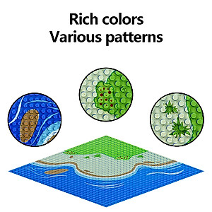 EKIND 6-Pack 10" x 10" Beach Base Brick Plate Compatible with All Major Brands, Scenes Baseplates for Grass Oasis, Pirates Sea and More Building Blocks Kids Toy (2 Straight + 4 Curve)