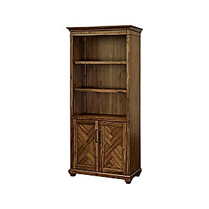 Martin Furniture Traditional Wood Doors, Office Shelving, Storage Cabinet, Fully Assembled, Brown Bookcase