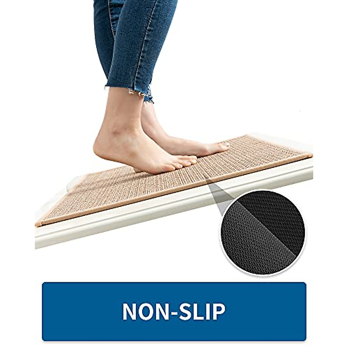 Kitchen Rugs and Mats Non Skid Washable, Absorbent Runner Rugs for Kitchen, Front of Sink, Kitchen Mats for Floor (Beige, 20"x47")