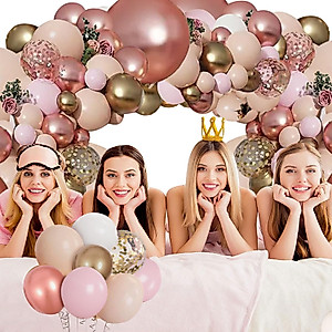 Rose Gold Pink Balloon Garland Kit, Pastel Pink Gold Metallic Nude White Balloons Rose Gold Confetti Balloons for Bridal Shower Wedding Girl Birthday Baby Shower Princess Party Decorations…