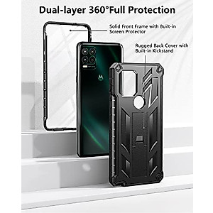 SOiOS for Motorola Moto G Stylus 5G Case: Built-in Screen Protector Kickstand Full Body Dual-Layer Protective Shockproof Heavy-Duty Military Grade Tough Rugged Phone Cover (NOT 2022) Black
