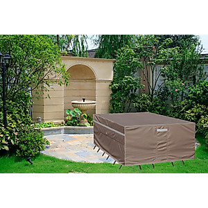 Garden Balsam Heavy Duty Waterproof Patio Furniture Covers,Fade Resistant Outdoor Table and Chair Covers Rectangular 110" Wx 83" D x 28" H Brown