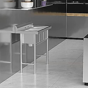 Bonnlo 3-Compartment 304 Stainless Steel Utility Sink Commercial Grade Laundry Tub Culinary Sink for Outdoor Indoor, Garage, Restaurant, Kitchen, Laundry/Utility Room - 39” W x 18” D x 40.2” H