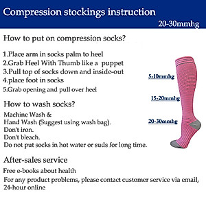 Hi Clasmix 6 Pairs Graduated Pink Compression Socks for Women&Men Circulation 20-30mmhg Knee High Sock(Multicoloured, S/M)