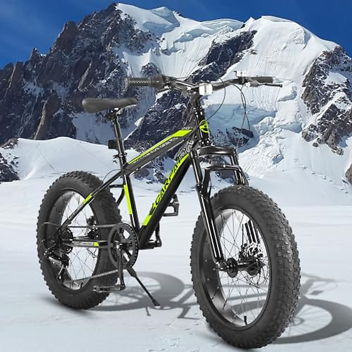 Elecony Ecarpat 20/24/26 Inch Fat Tire Mountain Bike Teenages Boys Girls 7/21 Speed, Front Suspension Disc Brake Bicycle, Carbon Steel Frame Mountain Trail Bike, Beach Bicycle