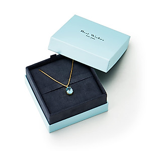 stanmamcu Blue Topaz Necklace for Women, 8 * 10mm Natural Blue Gemstone Birthstone Necklace, 925 Sterling Silver 14K Gold Plated Chain