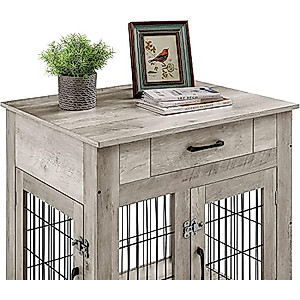 Fegherug Dog Crate Furniture for Small Dogs, Wooden Dog Kennel End Table with Drawer, Dog House Indoor Use, Chew-Proof, Casual Home Wooden Pet Crate, Indoor Pet Crate Side Table