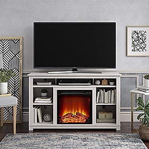 Ameriwood Home Edgewood Fireplace TV Stand for TVs up to 55", Ivory Pine