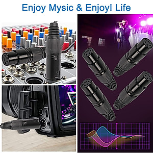 XMSJSIY 4 Pin XLR Female Plugs Connectors, 4 Pin XLR-F Plug Audio Mic Microphone Connector,XLR Cable Ends Replacement F-Plug Audio Socket-4PCS