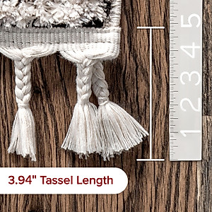 nuLOOM 9x12 Ansley Moroccan Tassel Area Rug, Grey, High-Low Textured Bohemian Design, Plush High Pile, Stain Resistant, For Bedroom, Living Room, Hallway, Entryway