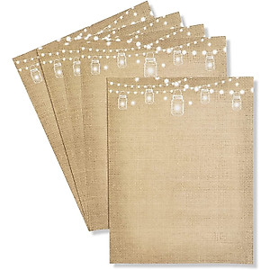 Pipilo Press 100 Sheets Mason Jar and String Light Rustic Stationary Paper for Penpal Supplies, Vintage Writing Letterhead Paper, Decorative Printer Paper Bulk Pack (Letter Size, 8.5 x 11")