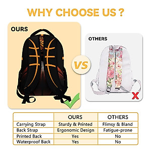 XaocNyx Basketball School Backpack for Boys, 16 Inch Black Backpacks for Kids Age 10-12, Cool Lightweight Bookbag for Travel