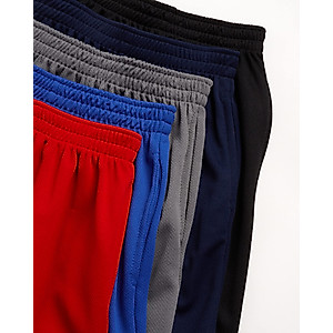 Mad Game Boys' 5 Pack Shorts Mesh Active Performance Basketball Shorts with Pockets (Size: 8-18), Size 16-18, Black/Charcoal/Red/Royal/Navy