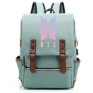 WGEEEY Kpop BTS School Backpack Merchandise, BTS Book Bag Casual Backpack for Army Gifts Green