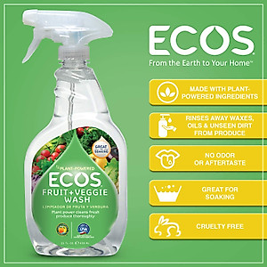ECOS® Non-Toxic Fruit + Veggie Wash: 22oz Spray Bottle by Earth Friendly Products (Pack of 2)