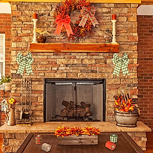 Syhood 4 Rolls Fall Ribbons Wired Thanksgiving Autumn Plaid Burlap Ribbons Wired Edge Ribbons for Wrapping DIY Crafts Floral Bows Wreath Making Supplies Gifts Decoration, 24 Yards in Total, 4 Styles