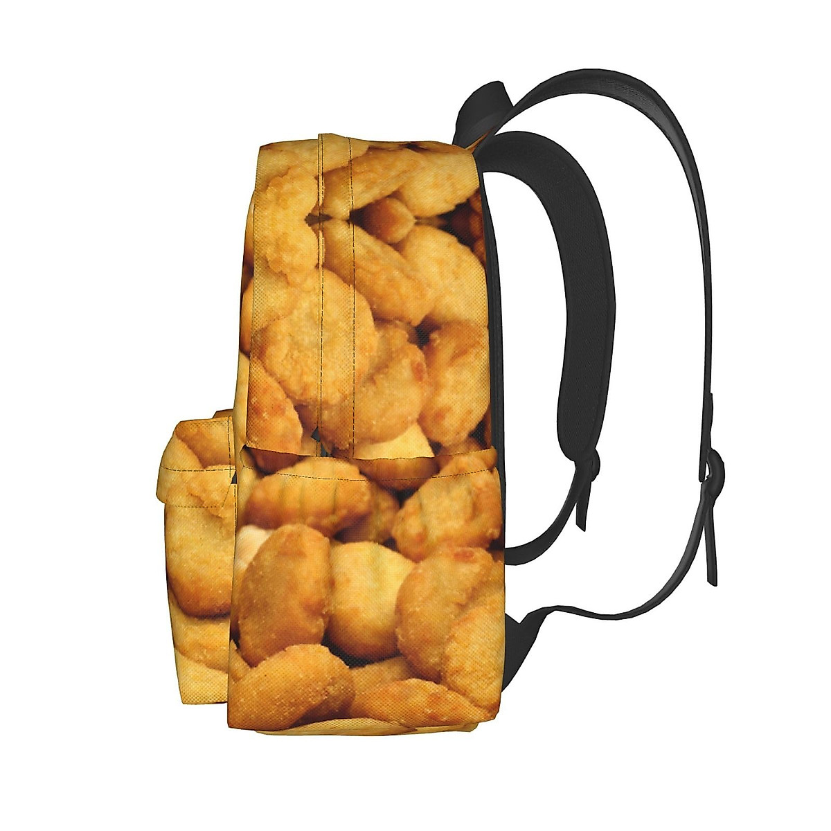 SDERDZSE Funny Fried Chicken Nuggets Pattern Backpack Casual Large Capacity Daypack Lightweight Travel Backpack For Men Women