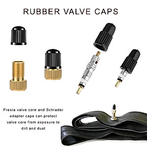 COOLWHEEL Presta Valve Core Tool Set -18Pcs Valve Repair Kit, Tubeless Brass Valve Core Replacement with Schrader Valve Adapter and Caps Bicycle Tire Accessories for Cycling MTB Road Bike