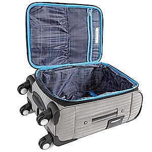 Perry Ellis Lexington II Lightweight Spinner Luggage, Black/White Herringbone, Carry-On 21-Inch