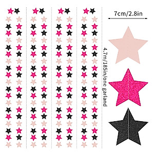 Hot-Pink Black Birthday Party-Decorations Garland - 62ft Twinkle Little Star Baby Girl Hanging Streamers Banner,Graduation Engagement Bachelorette Decor Hugtmr