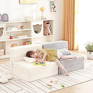 Givjoy Folding Sofa Bed Floor Mattress for Kids with Pillow, Toddler Washable Folding Floor Nap Mat for Sleeping Daycare, Child Fold Up Sofa Futon Folding Chair Bed with Storage Bag for Girls and Boys