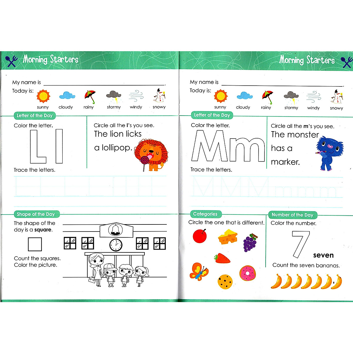 PRE-K Morning Starters Educational Workbooks