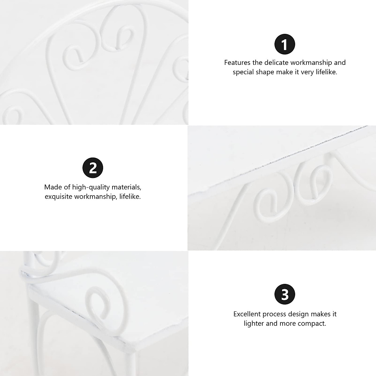 LIFKOME Miniature Garden Bench Miniature Dollhouse Furniture Doll House Decor Lawn Chair Fairy Gardens Accessories Decorations White