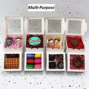 RomanticBaking 40 Pack Bakery Boxes 4x4x2 Inches Cookies Boxes Mini Bundt Cake Boxes Pie Boxes Cinnamon Roll Treat Boxes Chocolate Truffle Boxes Party Wedding Favor