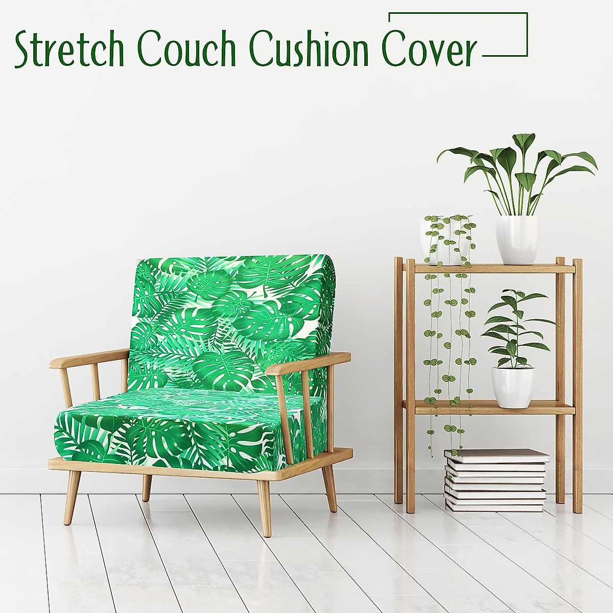 Spiareal 8 Pcs Waterproof Patio Stretch Sofa Cushion Cover, Outdoor Cushion Cover Replacement Include 4 Backrests and 4 Cushions, Sofa Seat Covers Furniture Protector (Monstera)