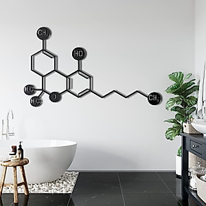 DEKADRON Metal Wall Decor, THC Molecule, Home Living Room Decor, Wall Sign, Metal Wall Art, Interior Decoration, Indoor Outdoor Hangings (60x36cm)