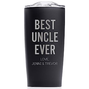 Lifetime Creations Engraved Personalized Best Uncle Ever Stainless Steel Tumbler with Lid 20 oz (Black) - Uncle Gift from Niece or Nephew, Coffee Travel Mug