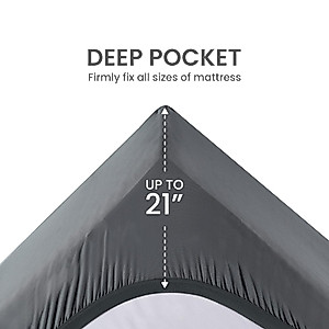 SLEEP ZONE King Size Cooling Mattress Pad, Premium Zoned Quilted Fitted Mattress Topper, Elastic Mattress Protector Cover, Machine Wash Durable, Deep Pocket 8-21 inch (Grey, King)