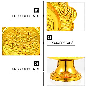 2pcs Buddhist Plate Offering Bowls Fruit Tray Temple Offerings Bowl Gold Lotus Footed Fruit Serving Tray Dessert Cake Stand Food Riser Holder for Altar Rituals