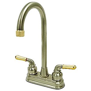 Kingston Brass KB499 Magellan Bar Faucet, 4-3/4", Brushed Nickel/Polished Brass