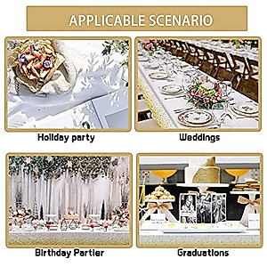 GoodSing 6 PCS Disposable Plastic Tablecloths, Plastic Rectangle White Dot Tablecloths for Indoor or Outdoor Tables Parties Christmas Picnic Birthdays and Weddings
