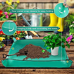 Auofin Plant Repotting Mat 2 pcs Waterproof Transplanting Mat Indoor Gardening Potting Succulents Portable Tray with Gardening Gloves - 39.4" and 26"